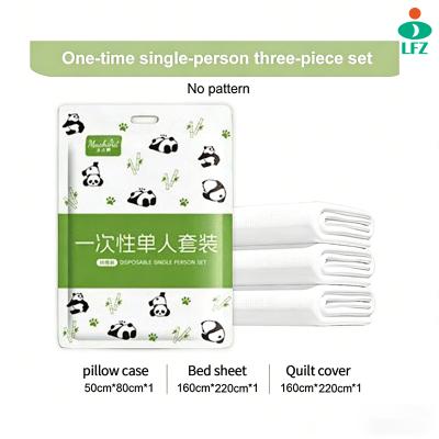 China Universal Size Disposable Bedding Set 3 PCS Flat Sheet Quilt Cover Pillowcase Fits Twins Full Queen King Ideal for Travel Hotel Cruise Spa for sale