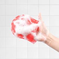 China Custom Disposable Double Sided Shower Bath Body Scrub Mitt With Logo Wearable Magic Scrubber Gloves for Travel for sale