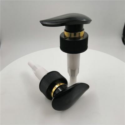 China SGS Approval Down Locking Shampoo Dispenser Pump With Gold Ring for sale