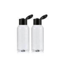 China Transparent Squeeze Type 100ml Flip Top Plastic Bottles With Black Caps for sale