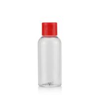 China Transparent Squeeze Type 100ml Flip Top Plastic Bottles With Black Caps for sale