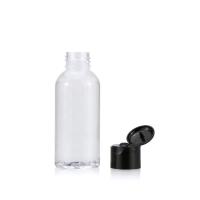China Transparent Squeeze Type 100ml Flip Top Plastic Bottles With Black Caps for sale