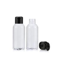 China Transparent Squeeze Type 100ml Flip Top Plastic Bottles With Black Caps for sale