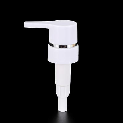 China Refillable Bottle White Plastic Soap Pump With Chrome Around Edge for sale