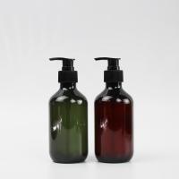 China Manufacturer Wholesale Brown Gray 300ml Transparent Empty PET Plastic Shampoo Bottle With Pump Cap for sale