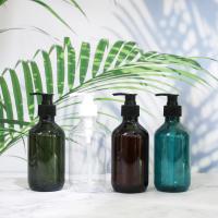 China Manufacturer Wholesale Brown Gray 300ml Transparent Empty PET Plastic Shampoo Bottle With Pump Cap for sale