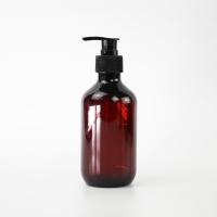 China Manufacturer Wholesale Brown Gray 300ml Transparent Empty PET Plastic Shampoo Bottle With Pump Cap for sale