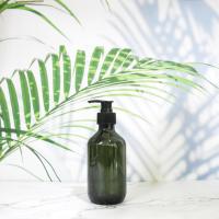 China Manufacturer Wholesale Brown Gray 300ml Transparent Empty PET Plastic Shampoo Bottle With Pump Cap for sale