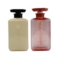 China Printing 500ml PET Clear Empty Square Lotion Pump Bottle for Shampoo and Conditioner Bottles for sale