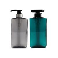 China Printing 500ml PET Clear Empty Square Lotion Pump Bottle for Shampoo and Conditioner Bottles for sale