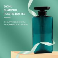 China Printing 500ml PET Clear Empty Square Lotion Pump Bottle for Shampoo and Conditioner Bottles for sale