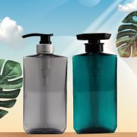 China Printing 500ml PET Clear Empty Square Lotion Pump Bottle for Shampoo and Conditioner Bottles for sale