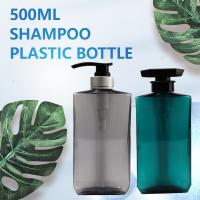 China Printing 500ml PET Clear Empty Square Lotion Pump Bottle for Shampoo and Conditioner Bottles for sale
