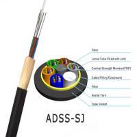 China ADSS G652D Double Jacket All Dielectric Self Supporting Fiber Optic Cable with 800M Span and 30+ Year Lifespan for sale