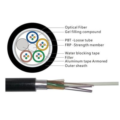 China GYTS GYTA 12-288 Core Fiber Optic Cable Outdoor Armored Black PE Jacket for sale