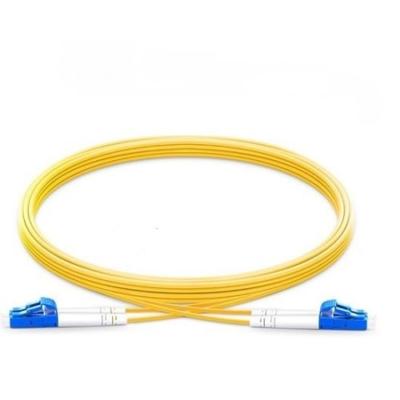 China 3m LC UPC Duplex Fiber Patch Cable 2.0mm Yellow OS2 Single Mode for 10km-40km Transmission for sale