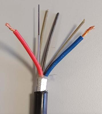 China GDTS 4-144 Core Outdoor Armored Photoelectric Hybrid Fiber Optic Cable 2.5mm2 Copper for sale
