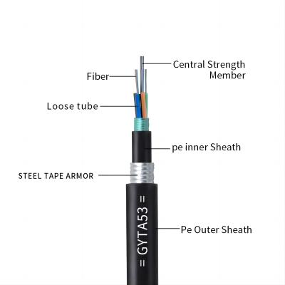 China GYTS53 72 Core Double Sheath PSP Armored Direct Buried Optical Cable 3000N Tensile for sale