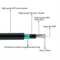 China GYFY53 Direct Buried FRP CSM Double Sheath PSP Armored Optical Cable 36 Core G652D for sale