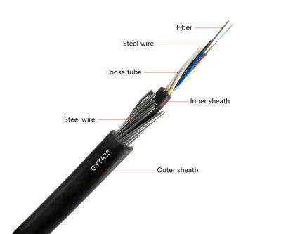China Steel Armored Anti-Rodent SWA 24 Core Fiber Optic Cable GYTA33 for Direct Burial Underwater Use 10000N for sale