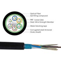 China Outdoor Fiber Optic Cable GYTS 4 Core Single Mode Stranded Loose Tube Steel Tape Armored for sale