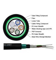 China GYTY53 4-288 Core Multimode Fiber Optic Cable Drum Double Armored Steel Tape 3000N Tension for sale