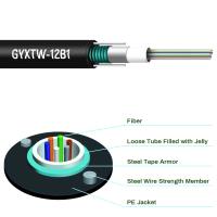 China Outdoor Single Mode GYXTW G652D Fiber Optic Cable 24 Count Steel Wire Armoured Round for sale