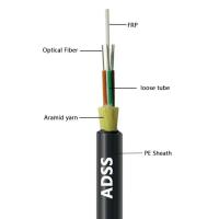 China ADSS G652D 24 Core Fiber Optic Cable 100m 60m Span Overhead Aerial Telecom for sale