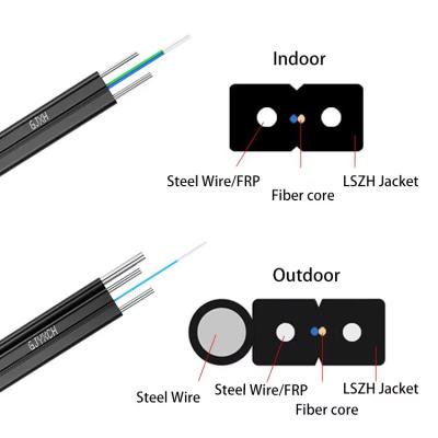 China YOFC Fiber Drop Cable Indoor Outdoor FTTH Single Mode 1-4 Core LSZH 2.0x5.2mm 1KM 2KM for sale