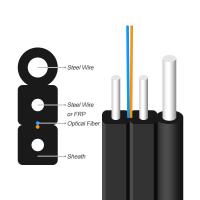 China 2-Core G657A1 Single Mode Fiber Optic Drop Cable with 1.0mm Steel Wire, LSZH Jacket, 1000m Roll for sale