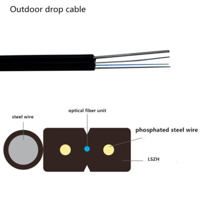 China G657A1 Fiber Optic Drop Cable 4-Core Single Mode LSZH FTTH Cable with 1.0mm Messenger Wire for sale