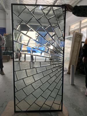 China Customized all clear beveled Entry Door Decorative Leaded Glass With Patina Caming for sale