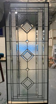 China Customized Size And Lily Design With Clear Beveled Glass And Patina Came Door Glass Inserts for sale