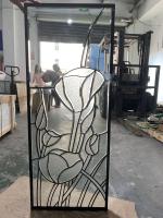 China lily design clear beveled Entry Door Decorative Leaded Glass With Patina Caming for sale