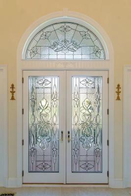 China American Style Entry Door Glass Inserts With Clear Beveled And Patina Caming for sale