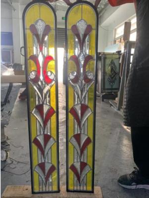 China Customized round top Colored Interior Door Glass Inserts with Zinc Caming for sale