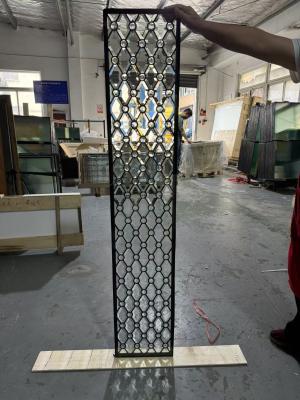 China Decorative beveled glass for wood doors  wiht black caming for sale