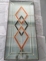 China 62''X31'' Frosting Designs On Decorative Leaded Glass Brass Caming 25.4mm IGCC for sale