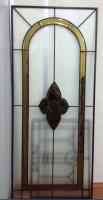 China Single Layer Decorative Leaded Glass With Patina Caming And Golden Beveled Glass for sale