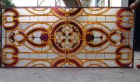 China Arched Yellow Patter Stained Leaded Glass For Villas Windows 2000mm for sale