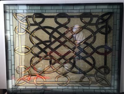 China Custom Glass Door Inserts Large Triple Glazed Antique Leaded Glass Transom Windows Classic Pattern for sale