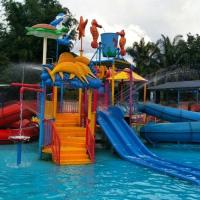 China Lanchao Fiberglass Water Playground Equipment 18m×16m×8m with 4 Slides and 11KW Power for sale