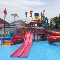 China Large Capacity 18x16m Fiberglass Water Playground with 4 Slides 11KW Power for Amusement Parks for sale