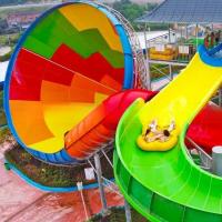 China Fiberglass Tornado Waterslide for Adults - 14.5m Height, 360 Guests/Hour Capacity, 97KW Power for sale
