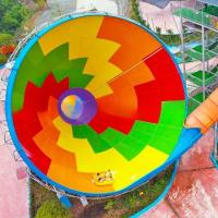 China Fiberglass Tornado Waterslide for Adults - 14.5m Height, 360 Guests/Hour Capacity, 97KW Power for sale