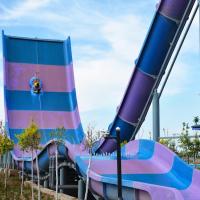 China Stylish Water Park Rafting Boomerango Water Slide Two Person Water Slide for sale