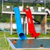 China Multicolored Amusement Park Water Slide Straight Tube Slide 23m Length for sale