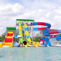 China Multicolored Amusement Park Water Slide Straight Tube Slide 23m Length for sale