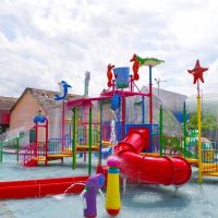 China LANCHAO-WH04 Family Interactive Splash Park Equipment with 4 Slides - 8m Height, 11KW Power for Water Amusement Parks for sale