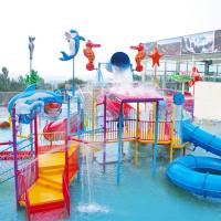 China LANCHAO-WH04 Family Interactive Splash Park Equipment with 4 Slides - 8m Height, 11KW Power for Water Amusement Parks for sale